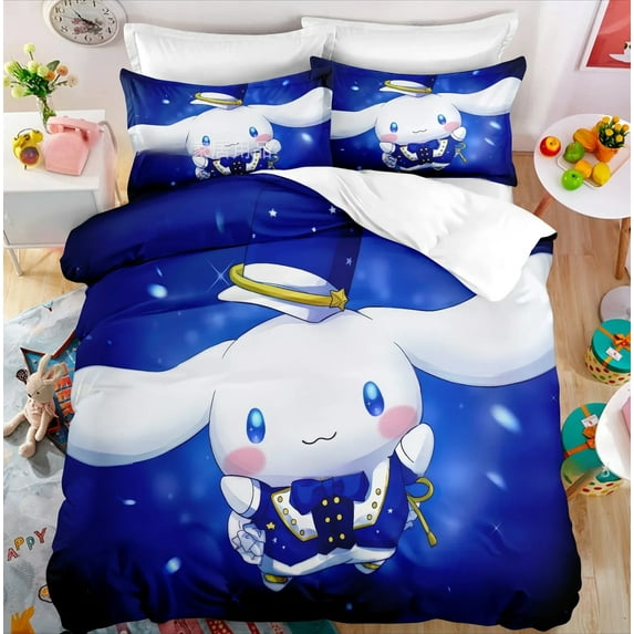 Sanrio Kuromi Bedding Set Cartoon Print Cotton Sheets & Duvet Cover ...