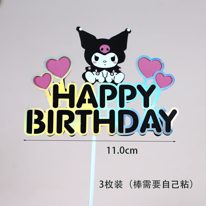 Sanrio Kuromi Cake Topper Cute Cartoon Cupcake Decoration Anime Party ...