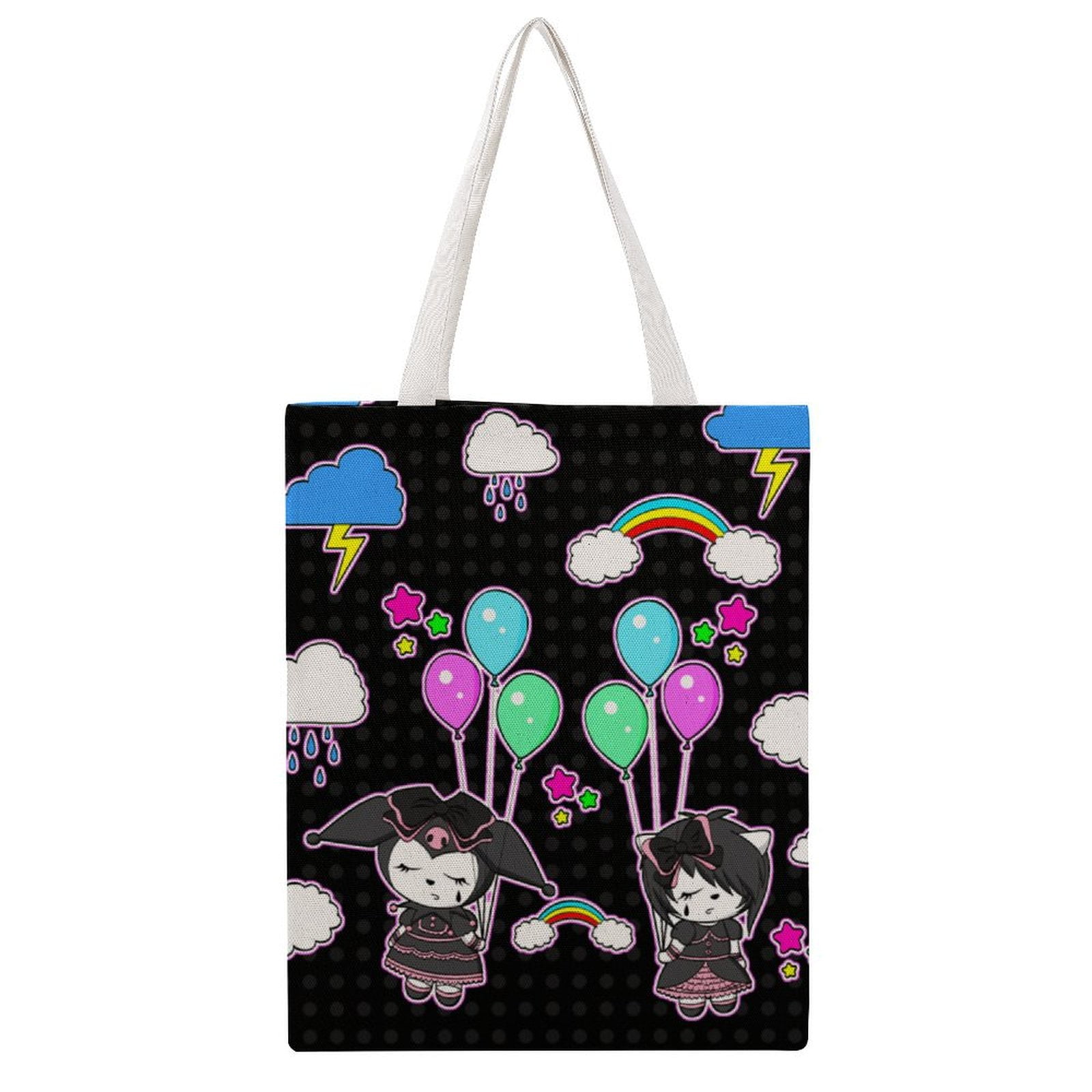 Sanrio Kuromi Canvas Tote Bag Beautiful Cute Shopping Tote Bag Reusable ...