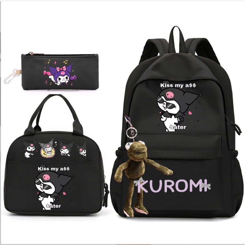 Sanrio-Kuromi Cartoon 3 Piece Backpack Anime Knapsacks Game Day Packs ...