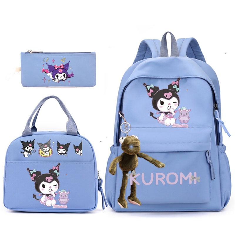 Sanrio-Kuromi Cartoon 3 Piece Backpack Anime Knapsacks Game Day Packs ...