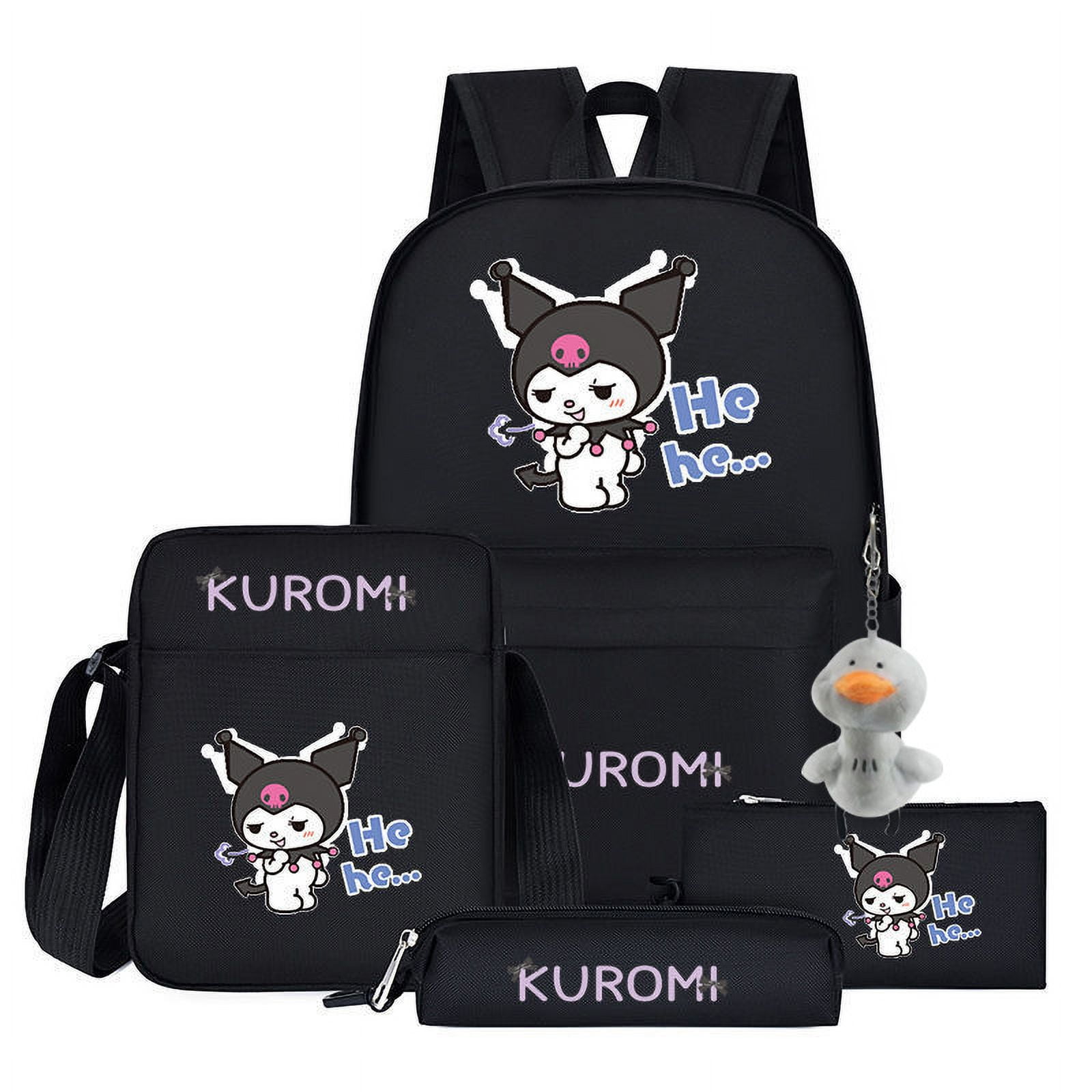 Sanrio-Kuromi Cartoon 4 Piece Backpack Anime Knapsacks Game Day Packs ...