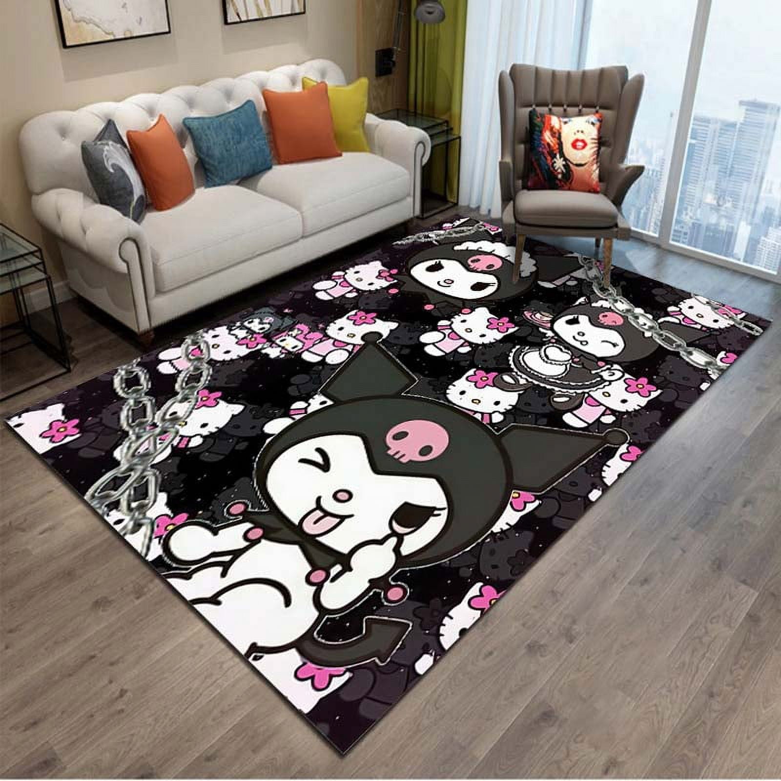 Sanrio Kuromi Cartoon Area Rug Carpet for Living Room Bedroom Mat Sofa ...