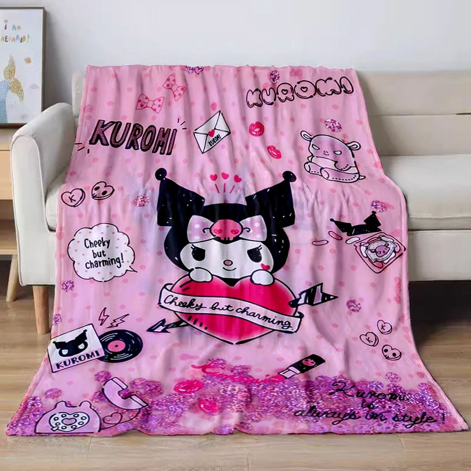 Sanrio Kuromi Cartoon Blanket Kawaii Flannel Blanket Child Soft Quilt ...
