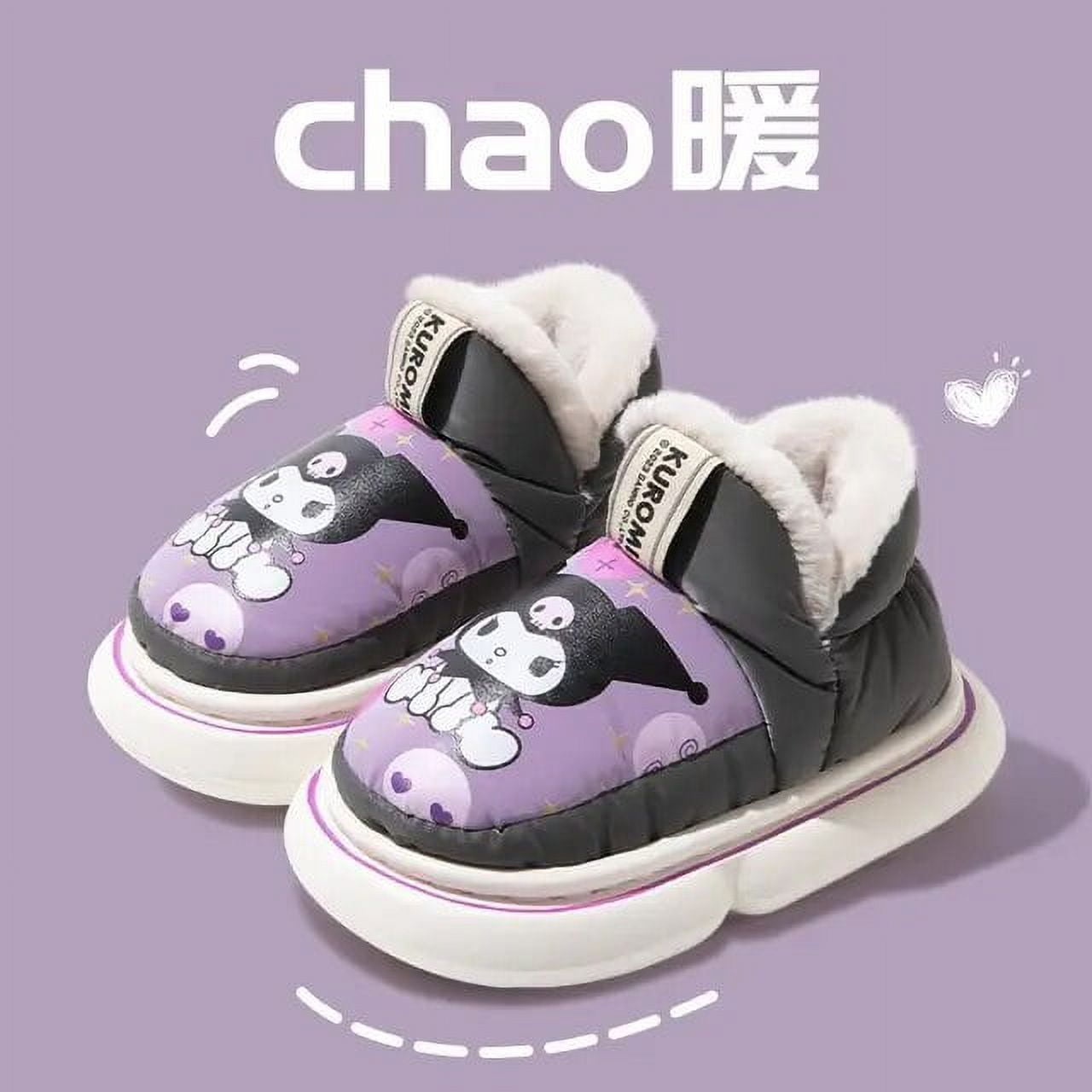 Sanrio Kuromi Cartoon Children Cotton Slippers Winter Hello Kitty Girls ...