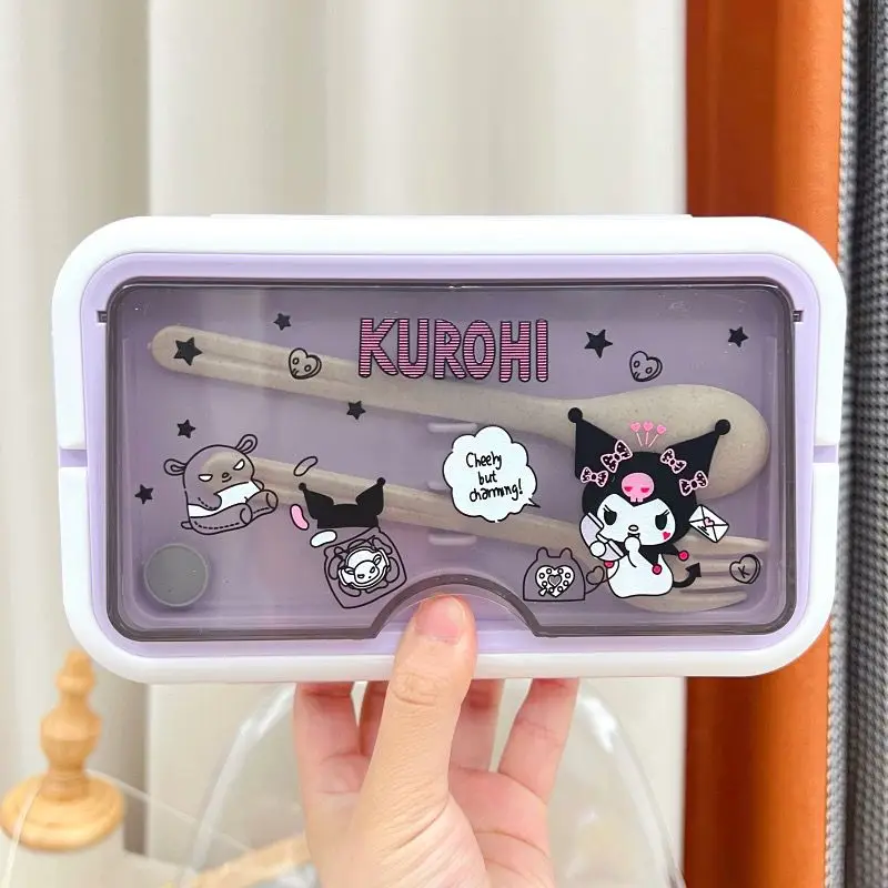 Sanrio Kuromi Cartoon Plastic Lunch Box Hellokitty Cinnamoroll With ...