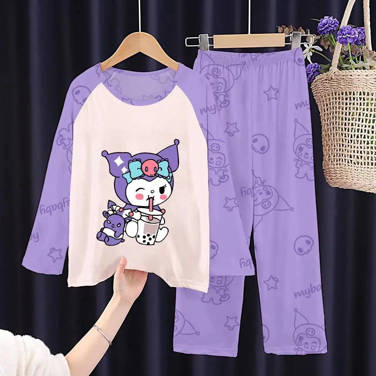 Sanrio Kuromi Children Pajamas Suit Kawaii Anime Hello Kitty My Melody ...