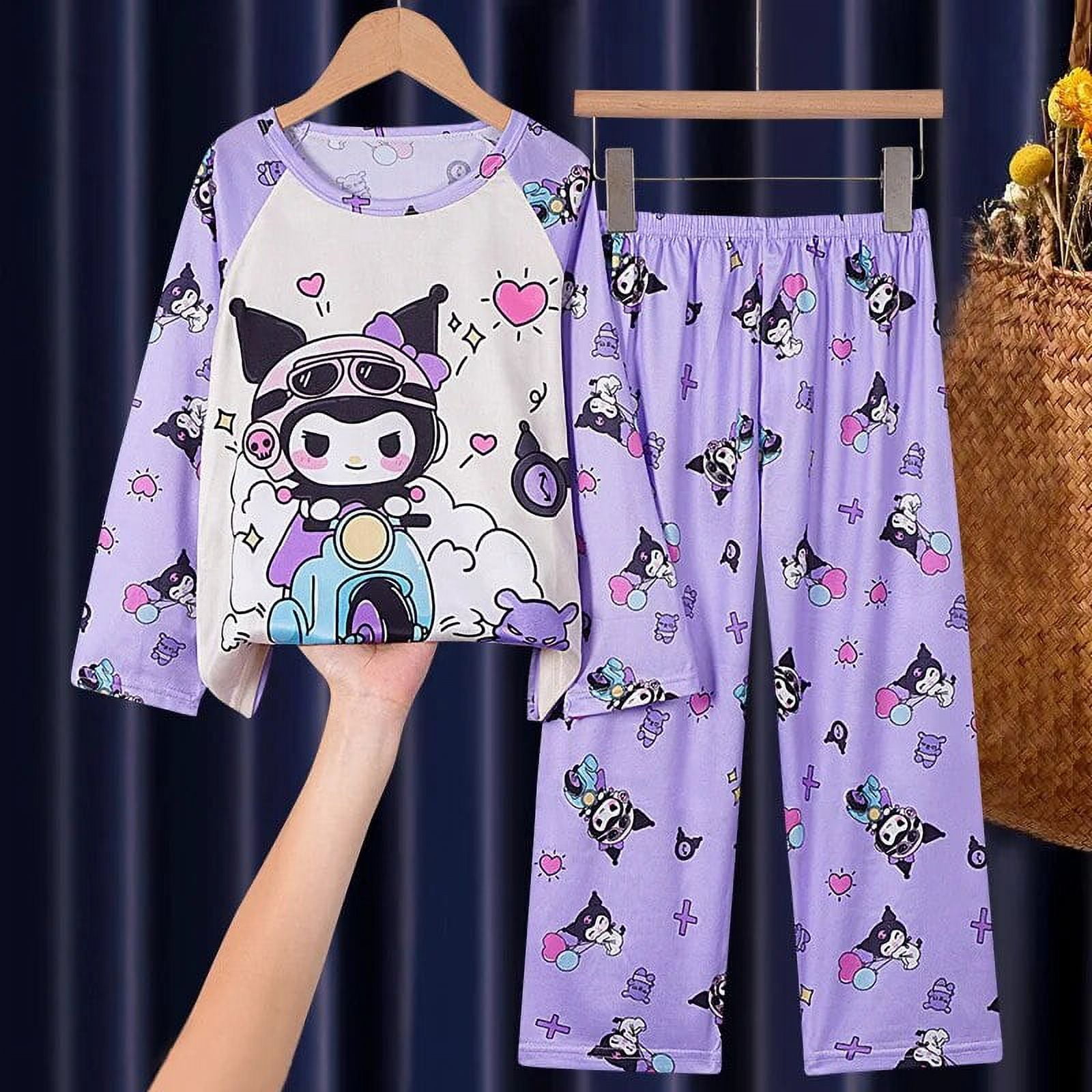 Sanrio Kuromi Children Pajamas Suit Kawaii Anime Hello Kitty My Melody ...
