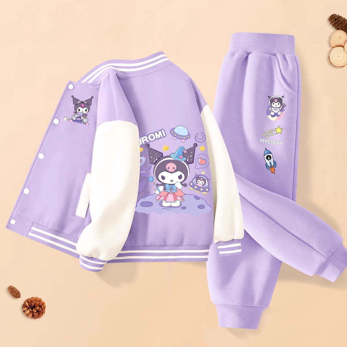 Sanrio Kuromi Cinnamoroll Kawaii Girl Two-piece Suit Children 2024 New ...