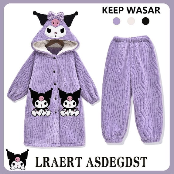 Sanrio Kuromi Cinnamoroll My Melody Spring Winter Pajamas Robe Flannel ...