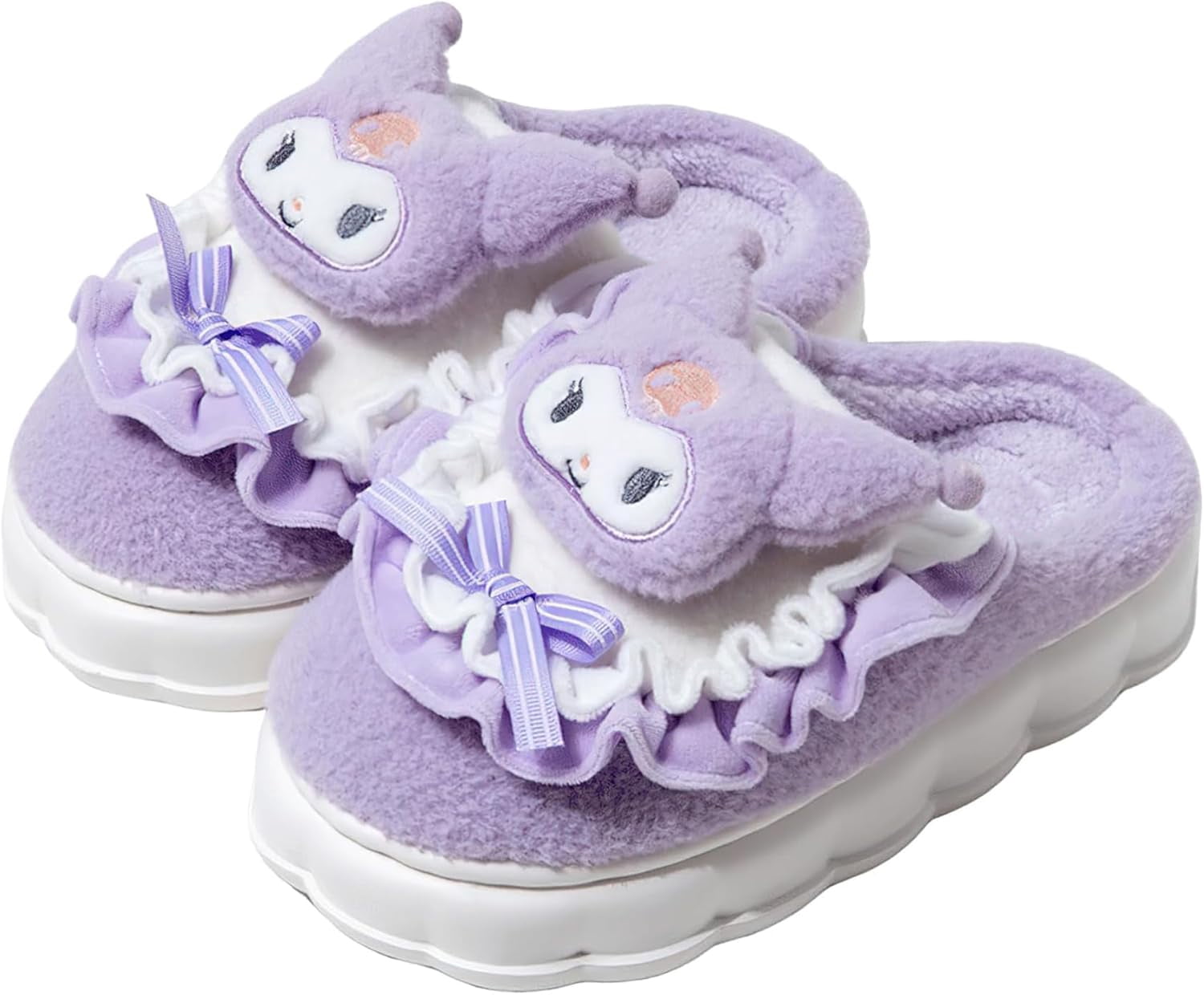 Sanrio Kuromi Cotton Slippers Cute Plush Slippers Silent Warm Shoes ...