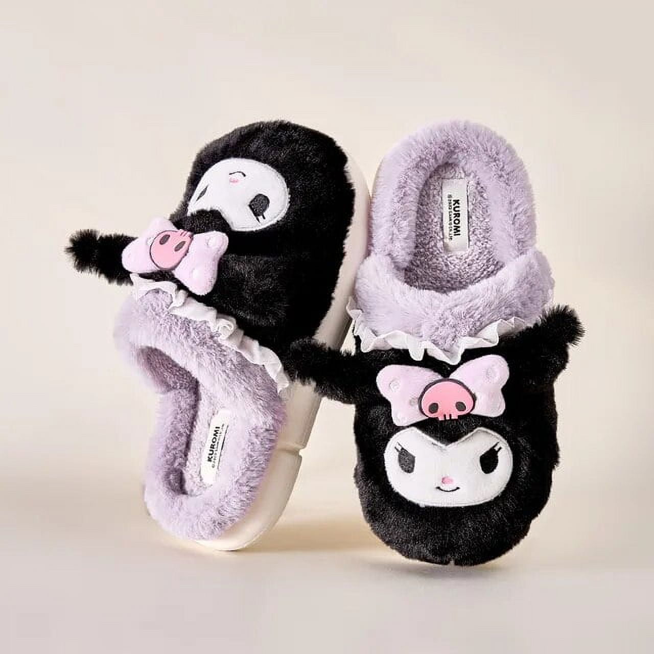 Sanrio Kuromi Cotton Slippers Kawaii HelloKitty Plush Slippers Cute My ...