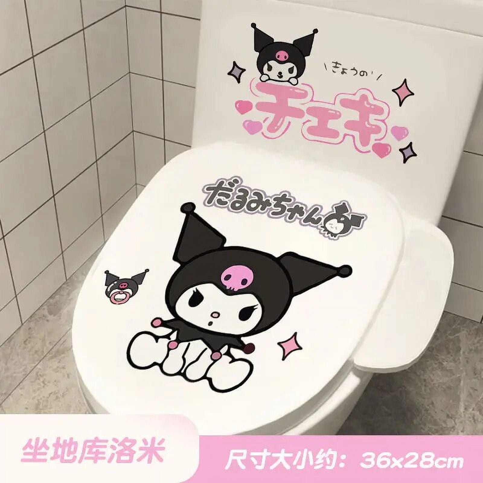 Sanrio Kuromi Cute Cartoon Diy Toilet Sticker Toilet Waterproof Sticker Personalized Creative
