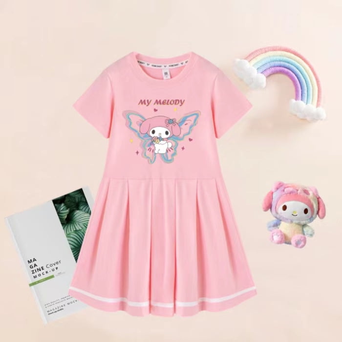 Sanrio Kuromi Fashion Short Sleeve Dresses Summer Cute Cinnamoroll ...