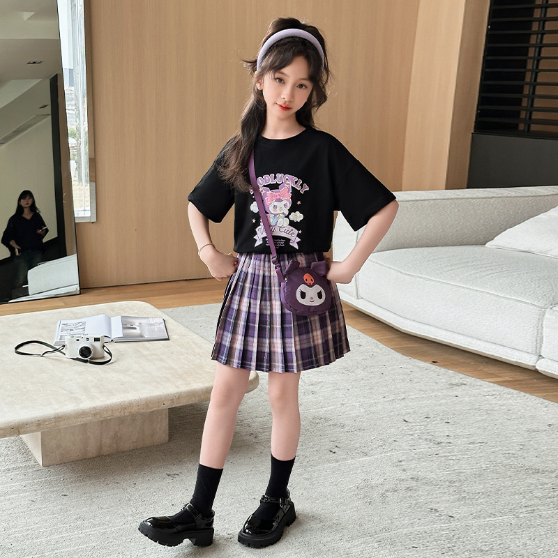Sanrio Kuromi Girls Summer Jk Uniform Suit Preppy Style Short Sleeve ...