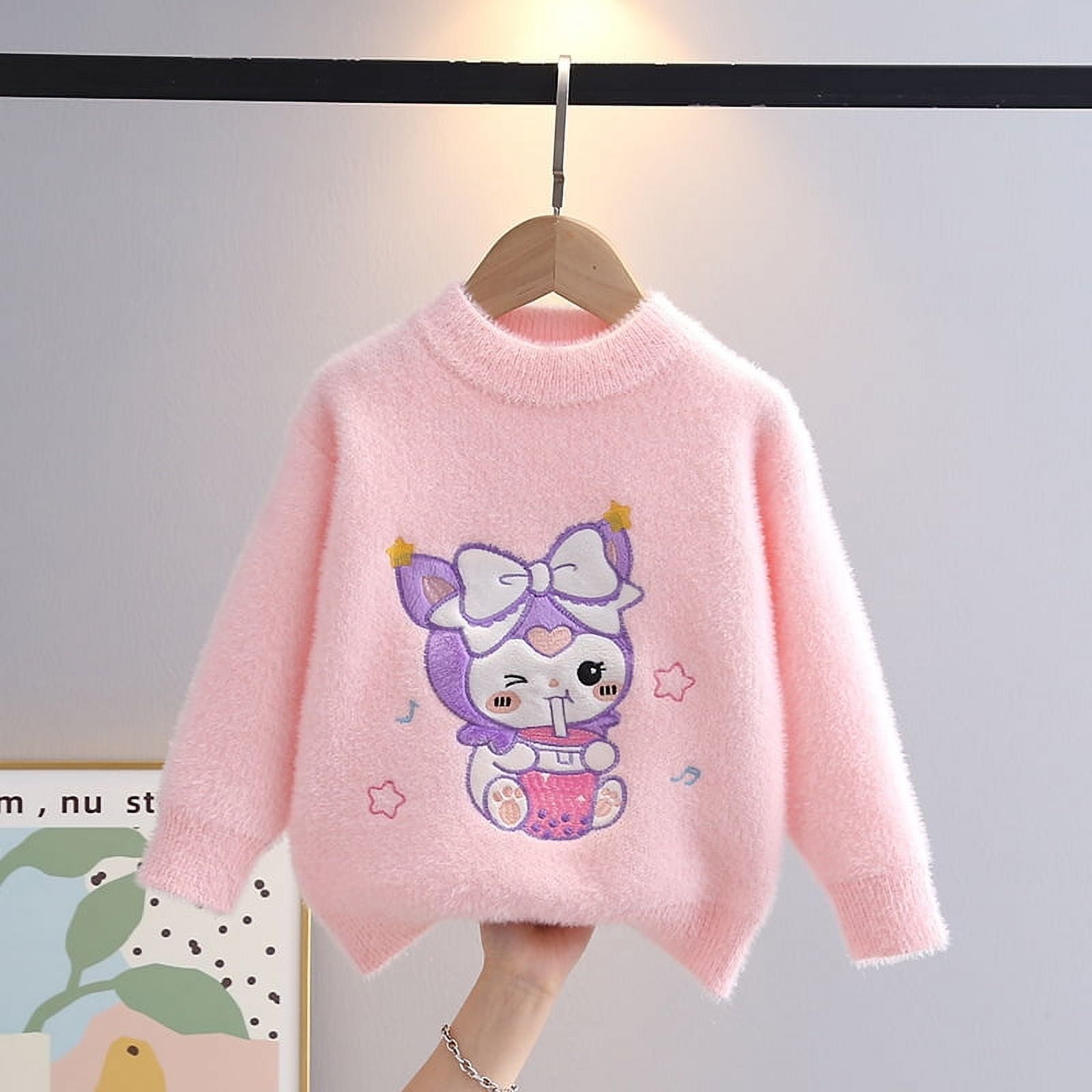 Sanrio Kuromi Girls Sweaters Autumn Winter Children Cartoon Pullover ...