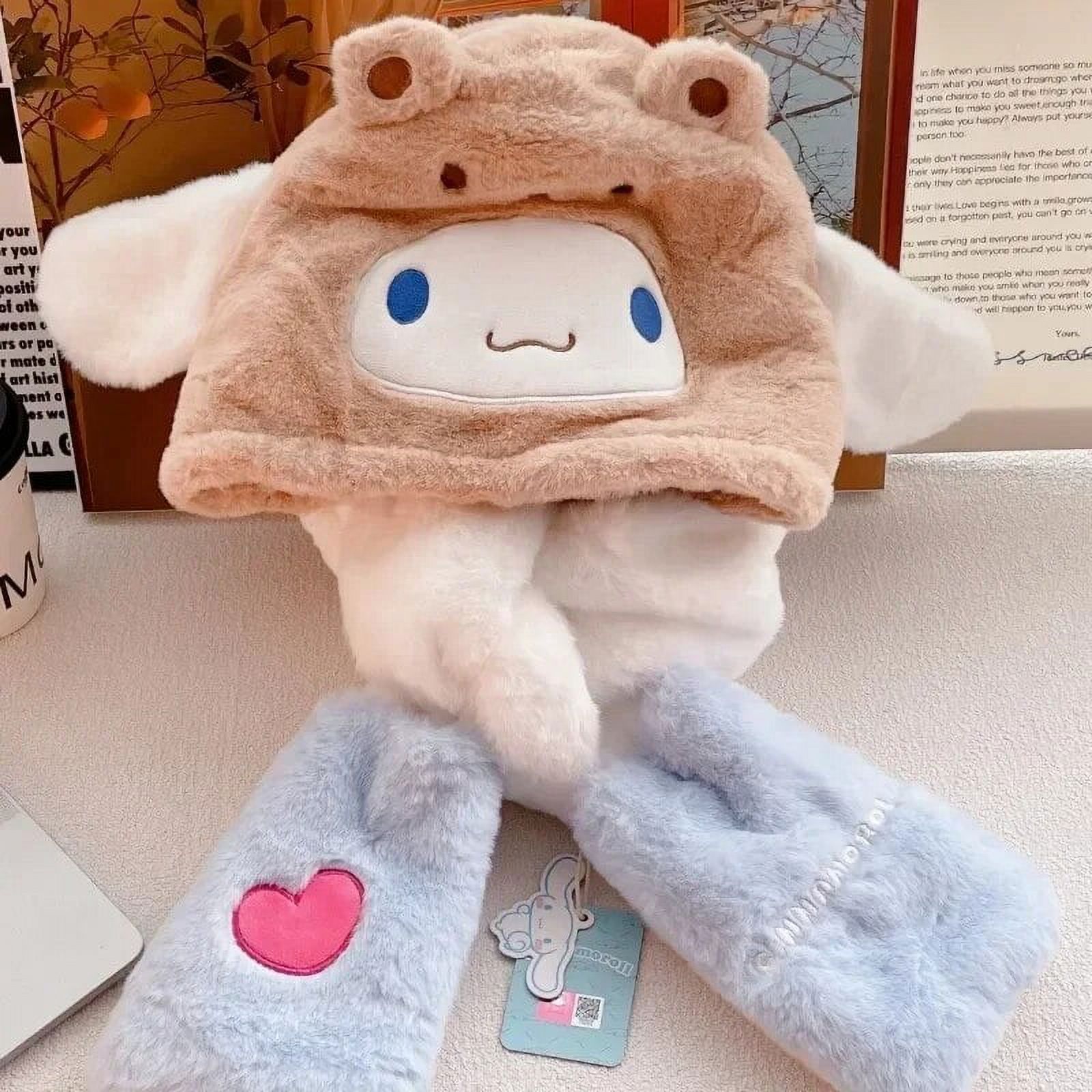 Sanrio Kuromi Hanyodon Flannel Hat Scarf Gloves Three-In-One Ins ...