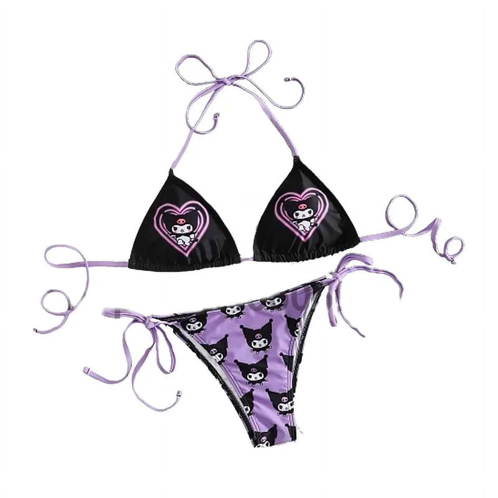 Sanrio Kuromi Hello Kitty Bikini Set Cute Cartoon Y2k Anime Summer