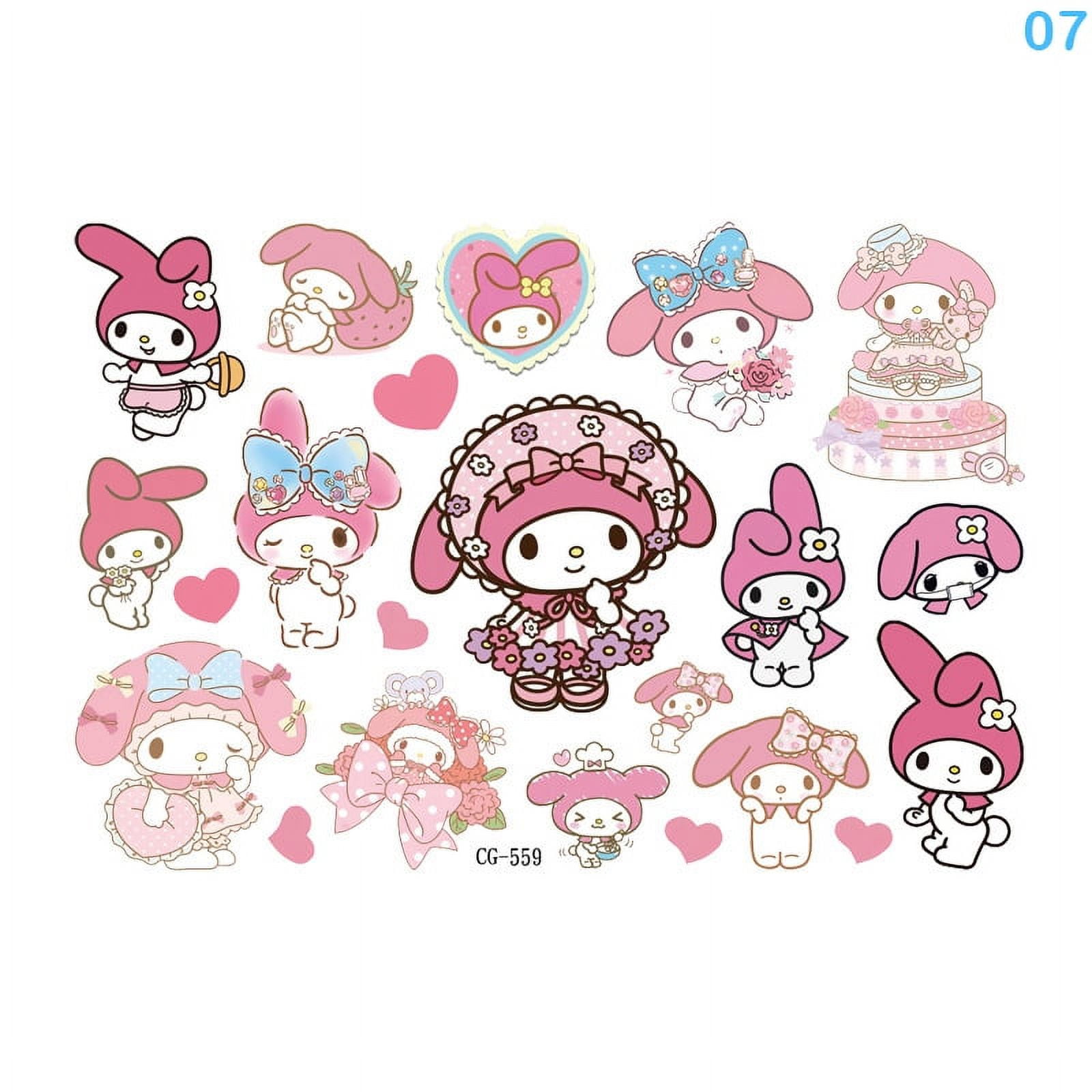 Sanrio Kuromi Hello Kitty Cat Tattoo Sticker Mymelody Tattoos ...