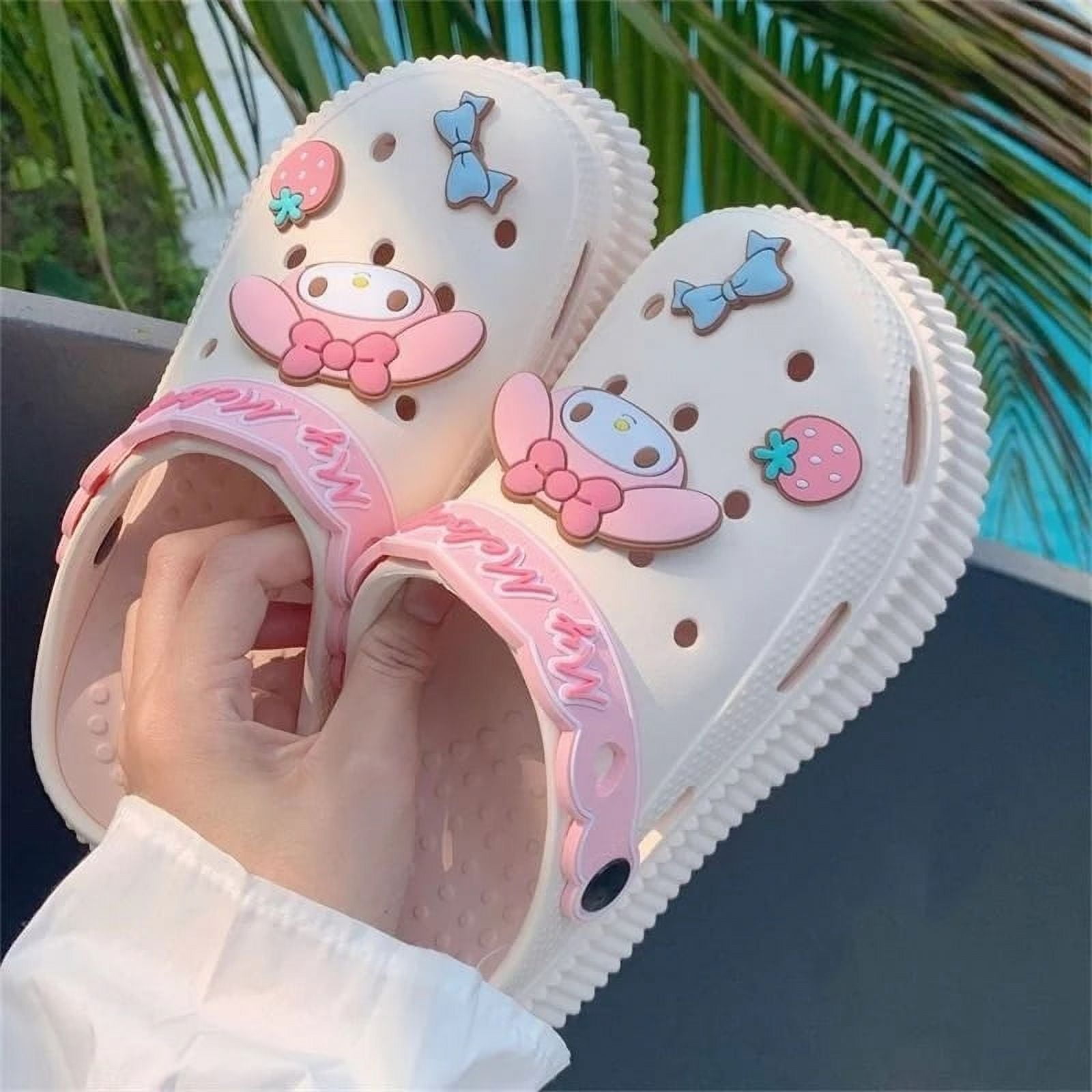 Kuromi Hello Kitty Melody Cinnamoroll Hole Sandals Shoes Women Outwear ...