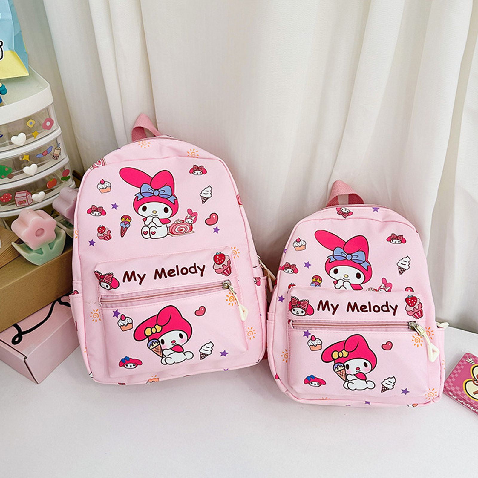 Sanrio Kuromi Hello Kitty My Melody Cinnamoroll Backpack Pompom Purin ...