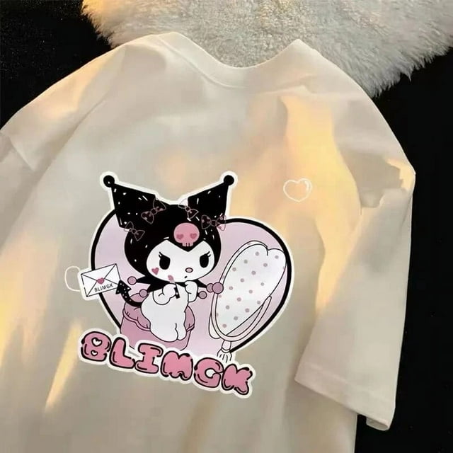 Sanrio Kuromi Hello Kitty Print Clothes Y2k Cute T-shirts Korean ...