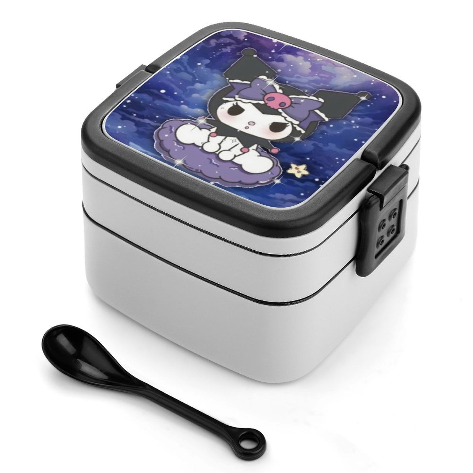 Sanrio Kuromi Kawaii Reusable Bento Boxes Lunch Box Double Layer ...