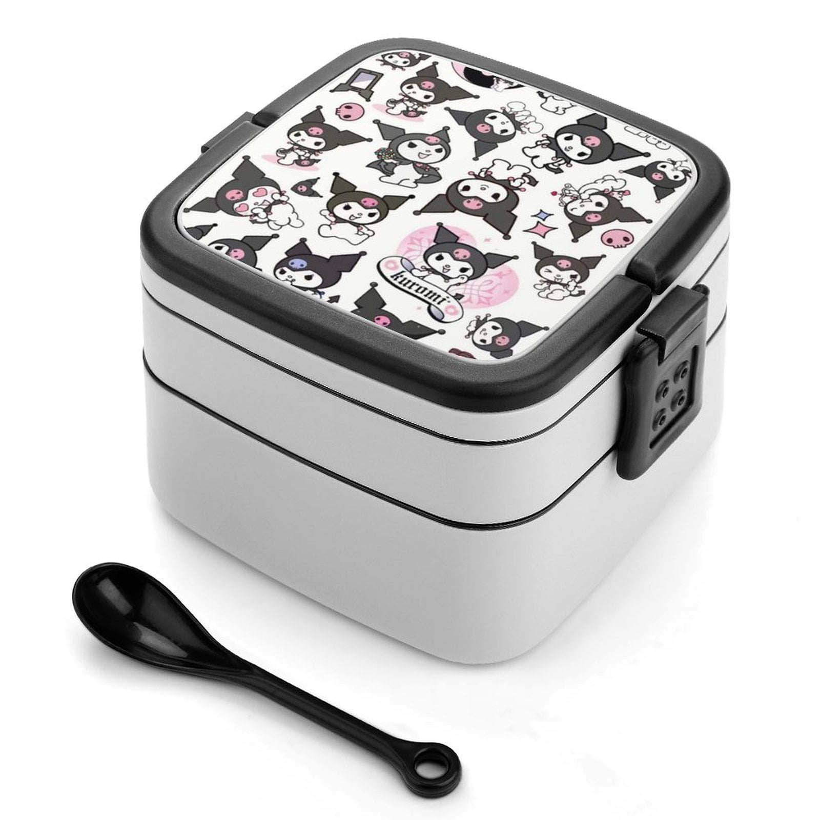 Sanrio Kuromi Kawaii Reusable Bento Boxes Lunch Box Double Layer Stackable Leakproof Lunch ...