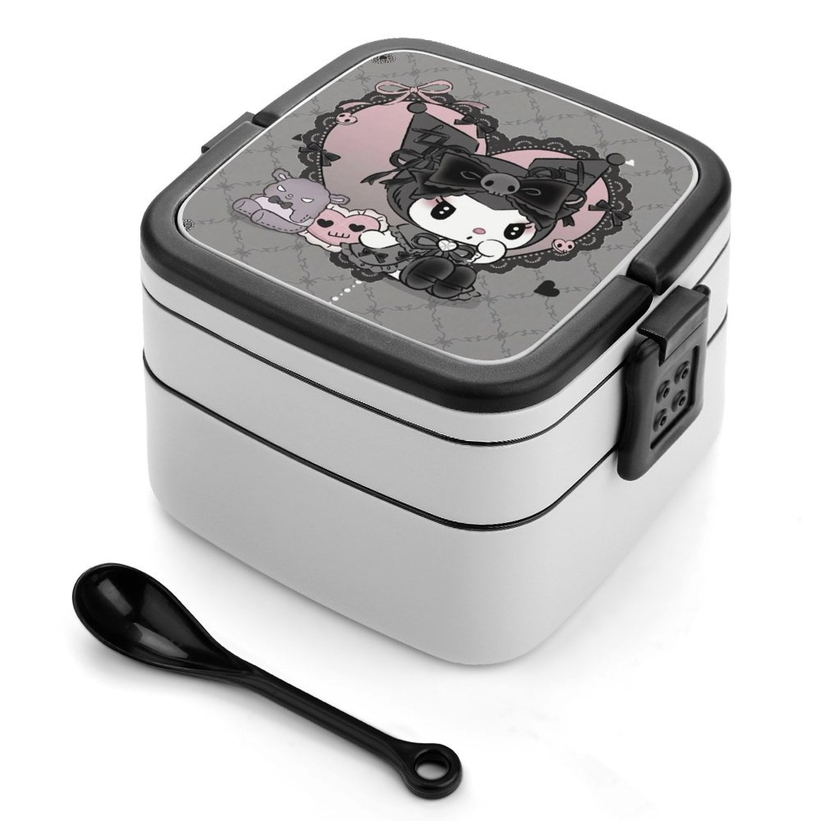 Sanrio Kuromi Kawaii Reusable Bento Boxes Lunch Box Double Layer ...