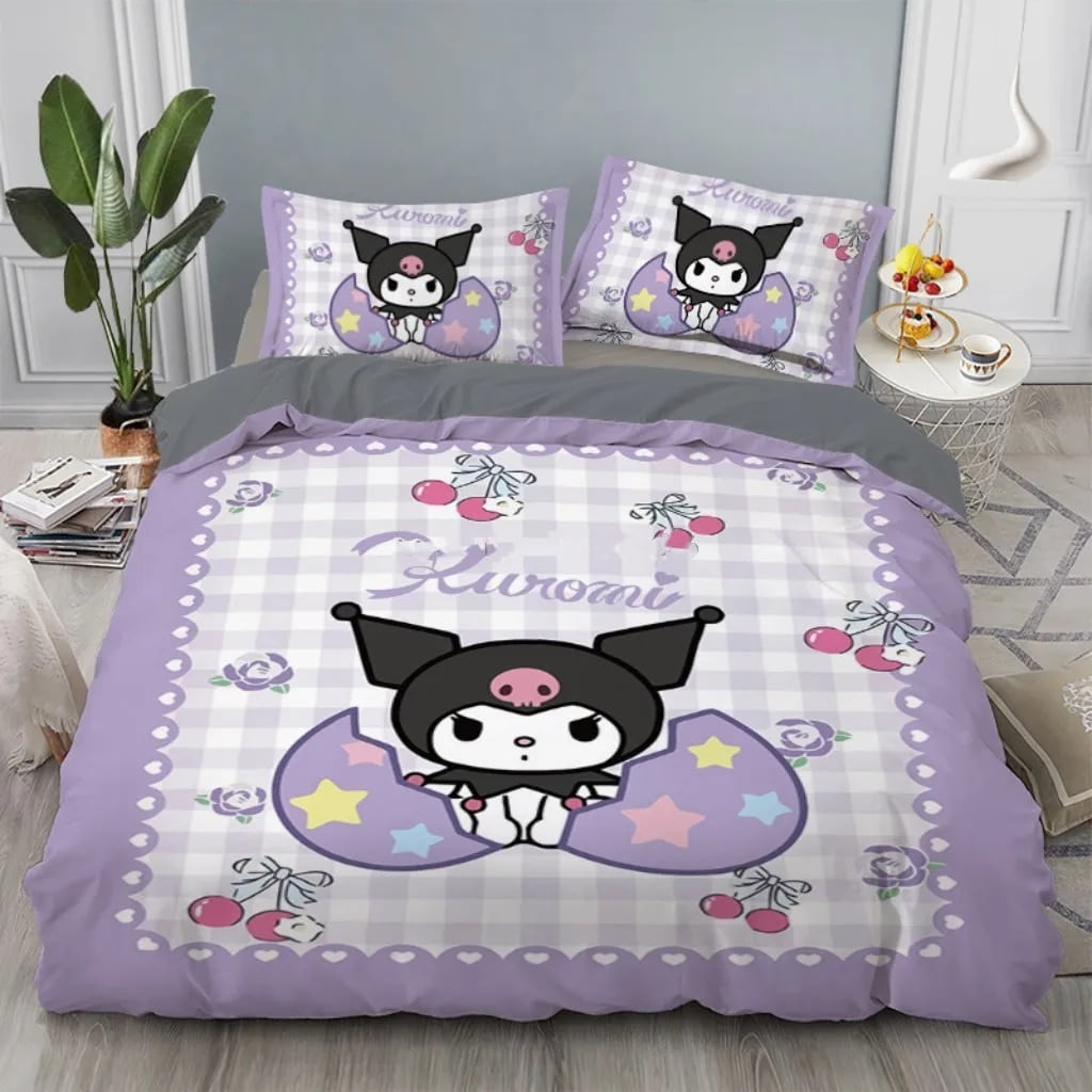 Sanrio Kuromi Kids Cartoon Cute Duvet Cover Bedding Set Quilt Cover Bed ...