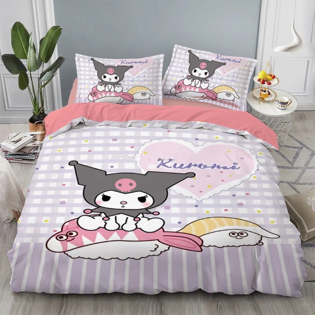 Sanrio Kuromi Kids Cartoon Cute Duvet Cover Bedding Set Quilt Cover Bed ...