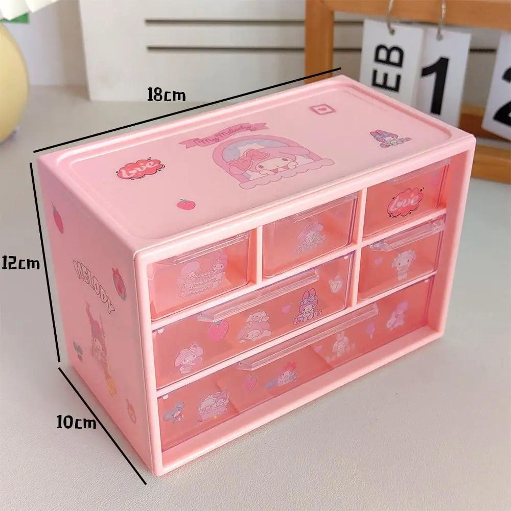 Sanrio Kuromi Multi Layer 6 Palace Grid Storage Box Cartoon Hello Kitty ...