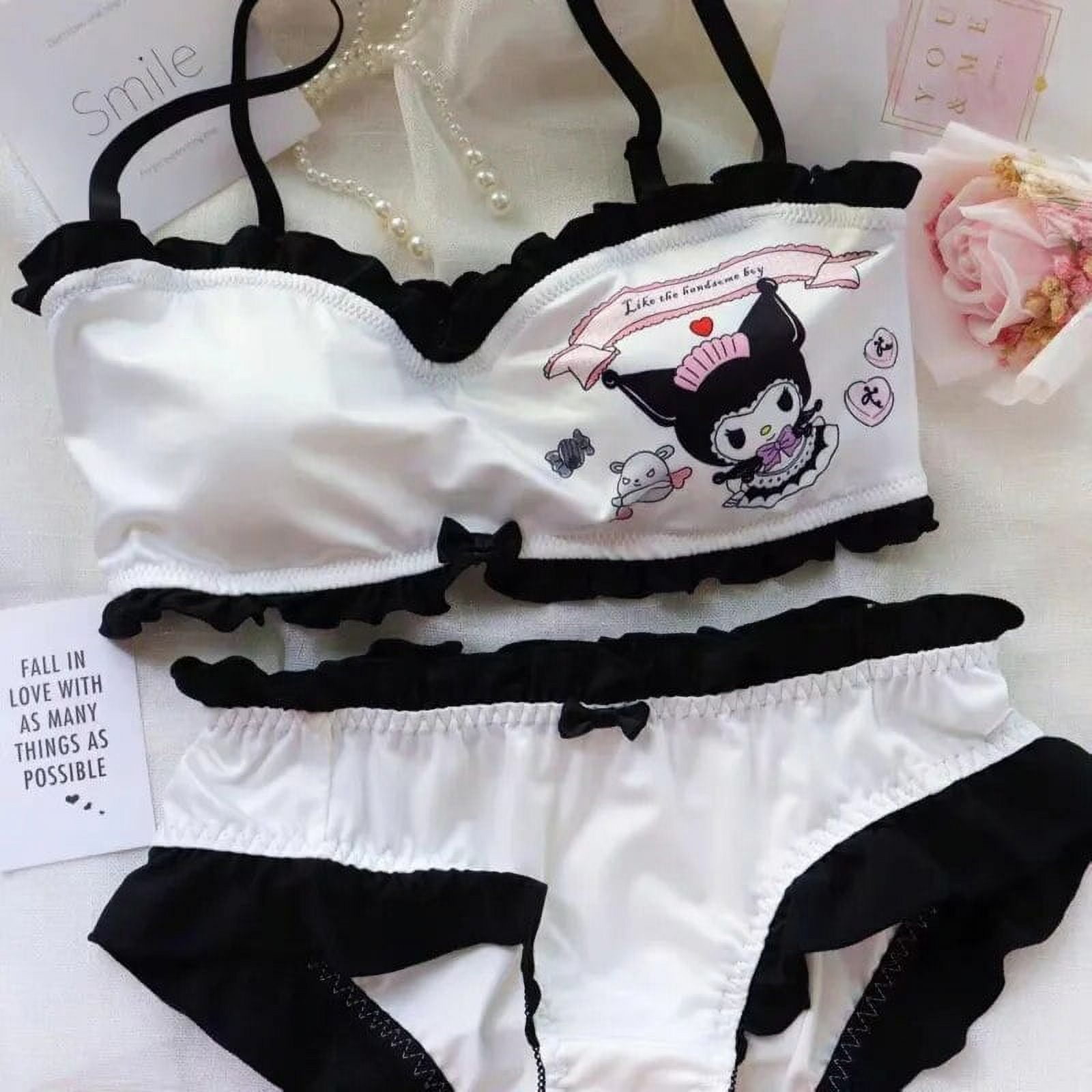 Sanrio Kuromi My Melody Bra Lingerie Girls Women Comfortable Cinnamoroll Anime Underwear Set No