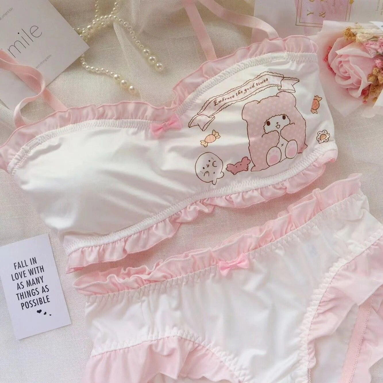 Sanrio Kuromi My Melody Bra Lingerie Girls Women Comfortable Cinnamoroll Anime Underwear Set No