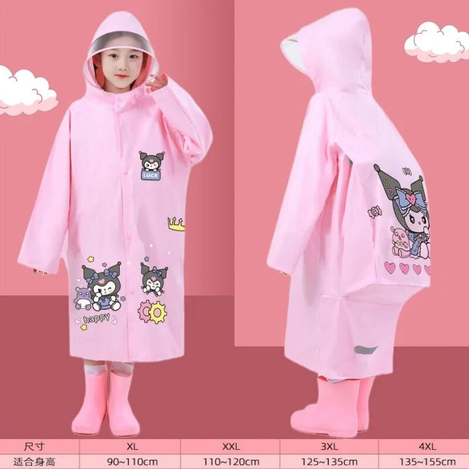 Sanrio Kuromi My melody Pochacco children's raincoat with school bag ...