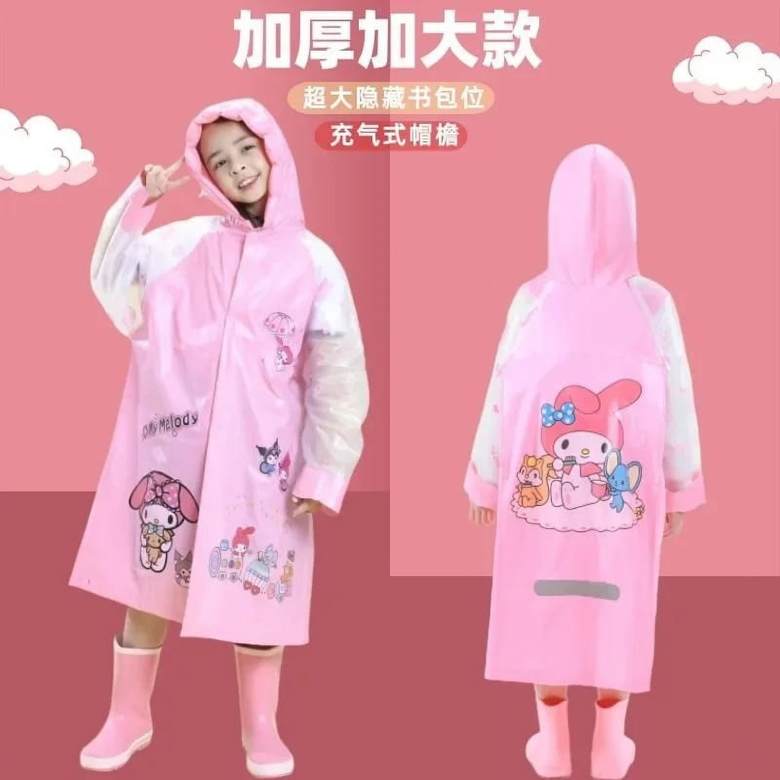 Sanrio Kuromi My melody Pochacco raincoat with school bag cute boys and girls kindergarten ...