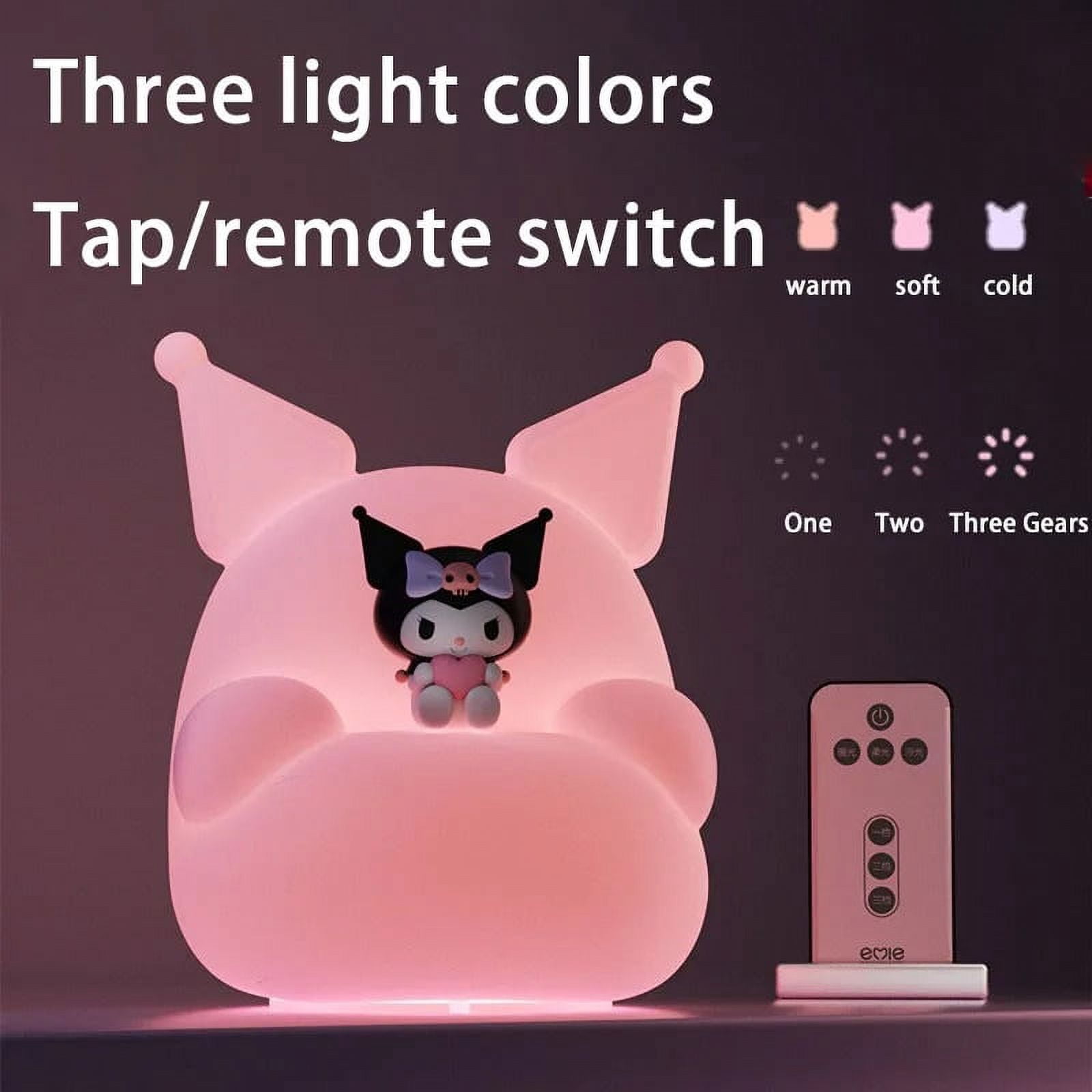 Sanrio Kuromi Popular Night Light Kawaii Bedroom Bedside 3-color Pat ...