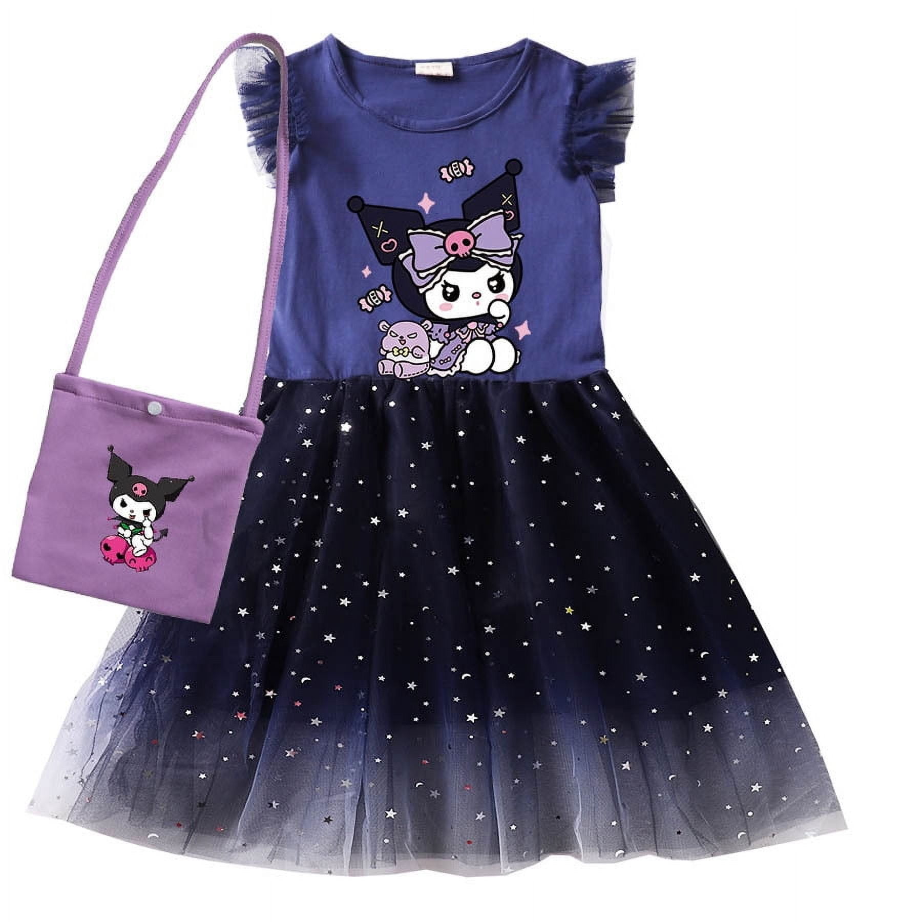 Sanrio Kuromi Princess Dress For Girls 2024 Summer Children Clothing ...