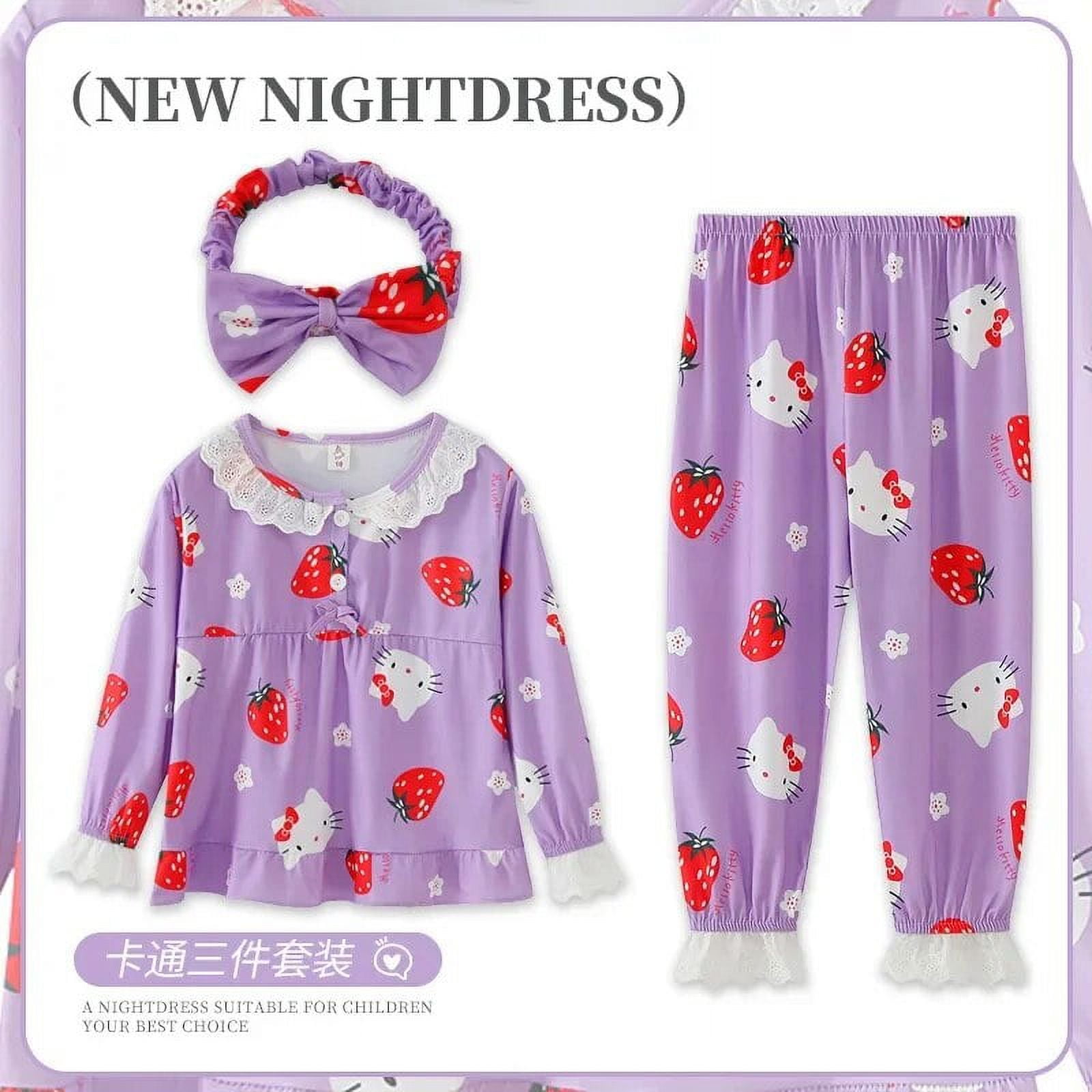 Sanrio Kuromi Pyjama Cartoon Children Pajamas Set Sleepwear Autumn Long ...