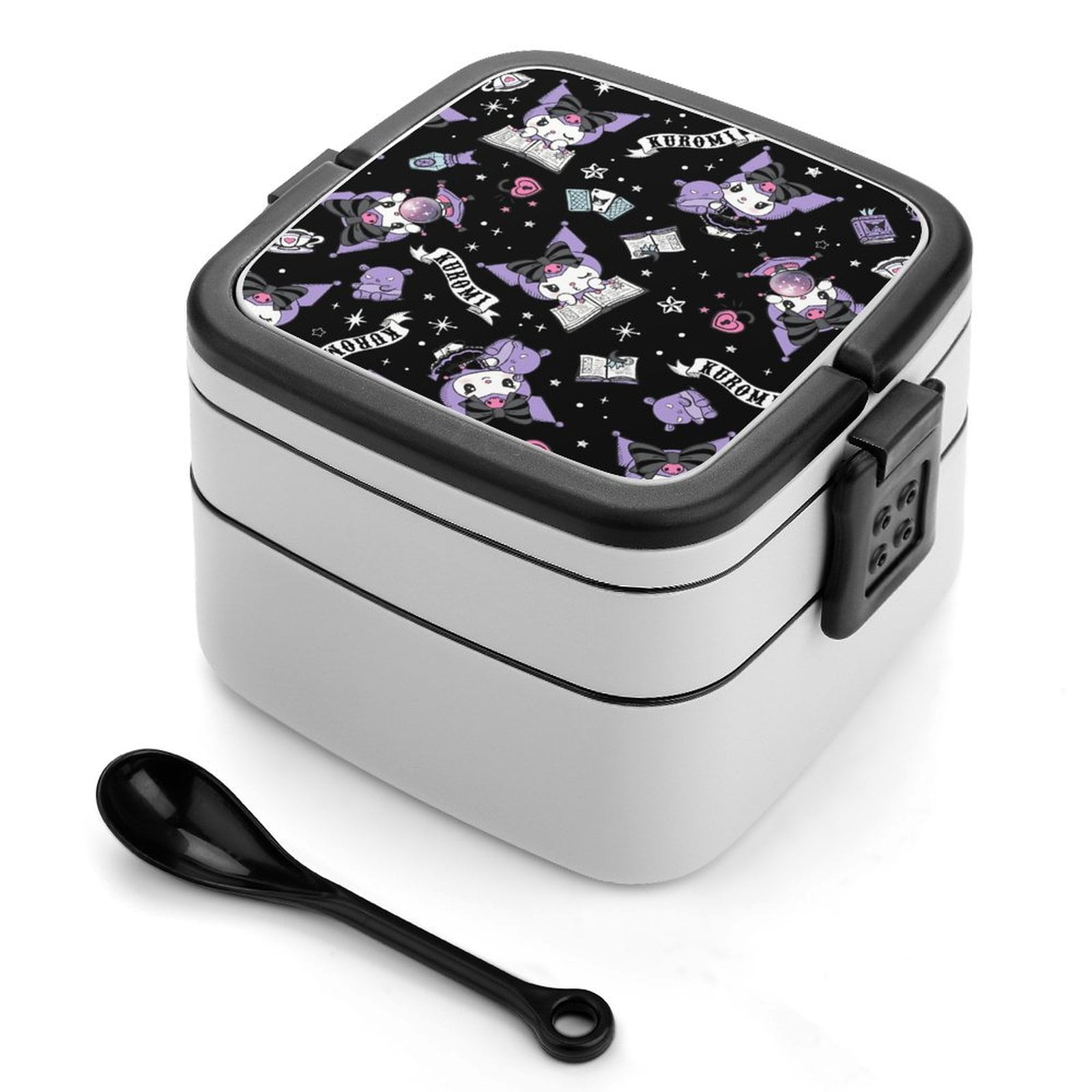 Sanrio Kuromi Reusable Bento Boxes Lunch Box Double Layer Stackable Leakproof Lunch Container ...