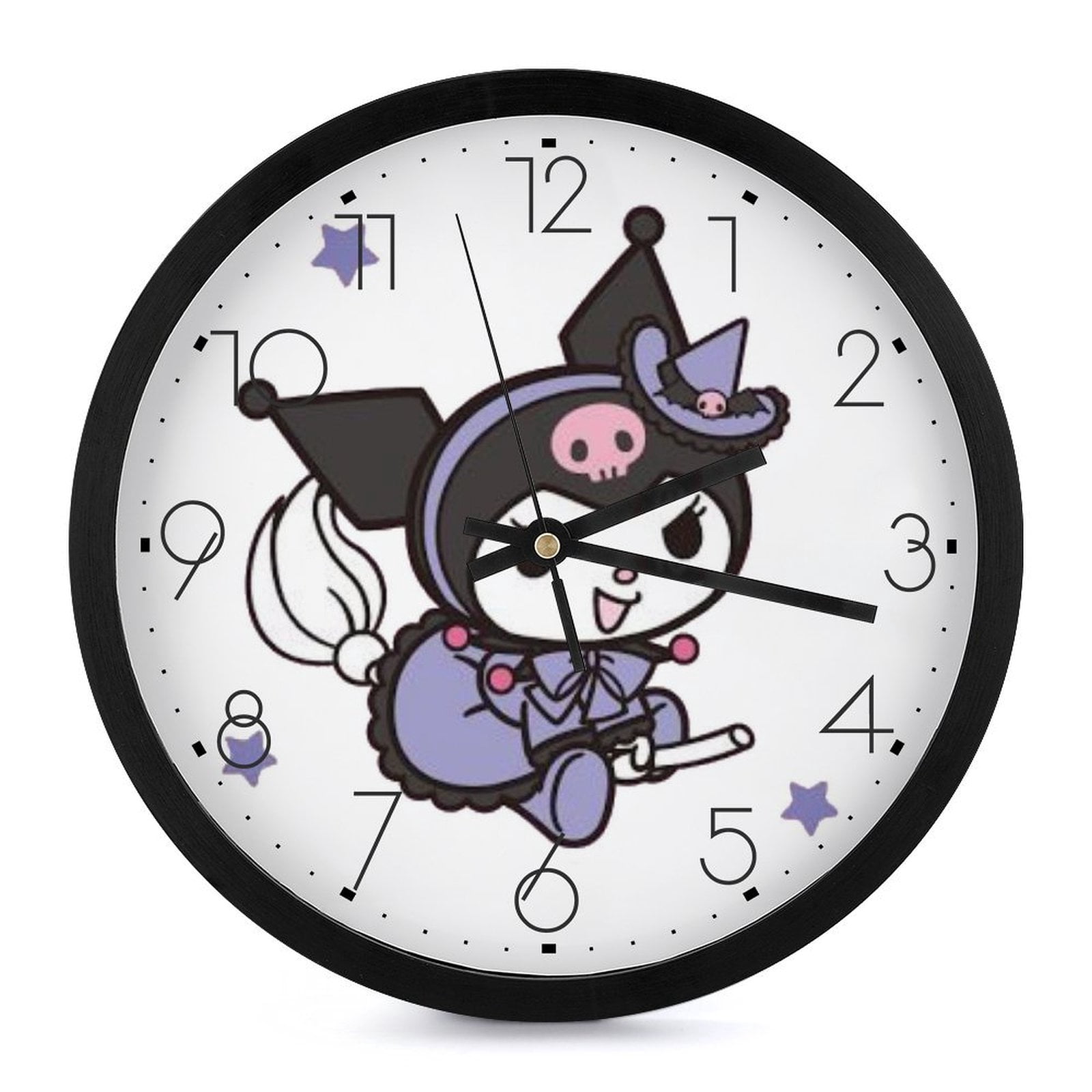 Sanrio Kuromi Round Wall Clock Battery Operated Silent Round Wall Clock ...