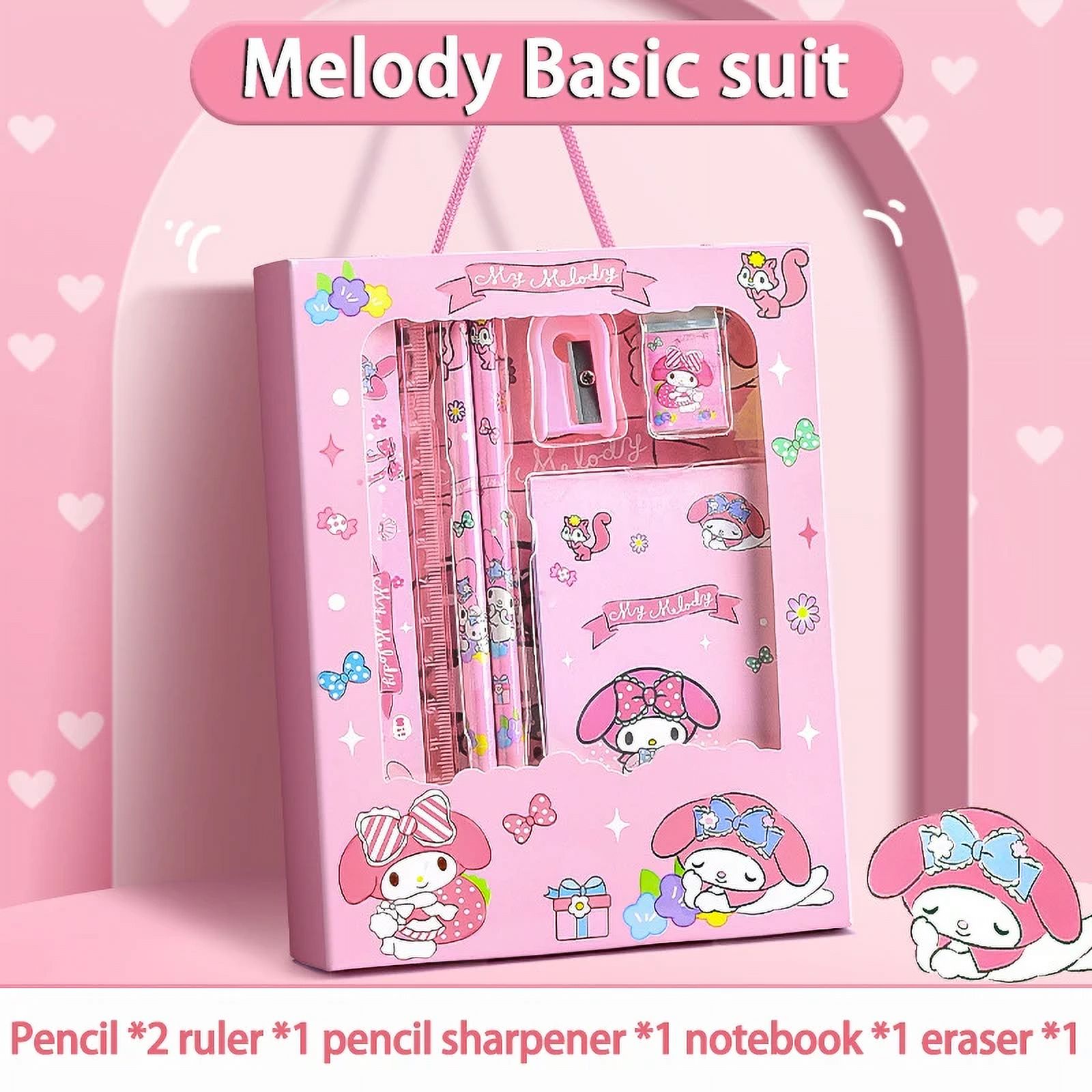 Sanrio Kuromi Stationery Set Cinnamoroll Melody Pencil Eraser Learning ...