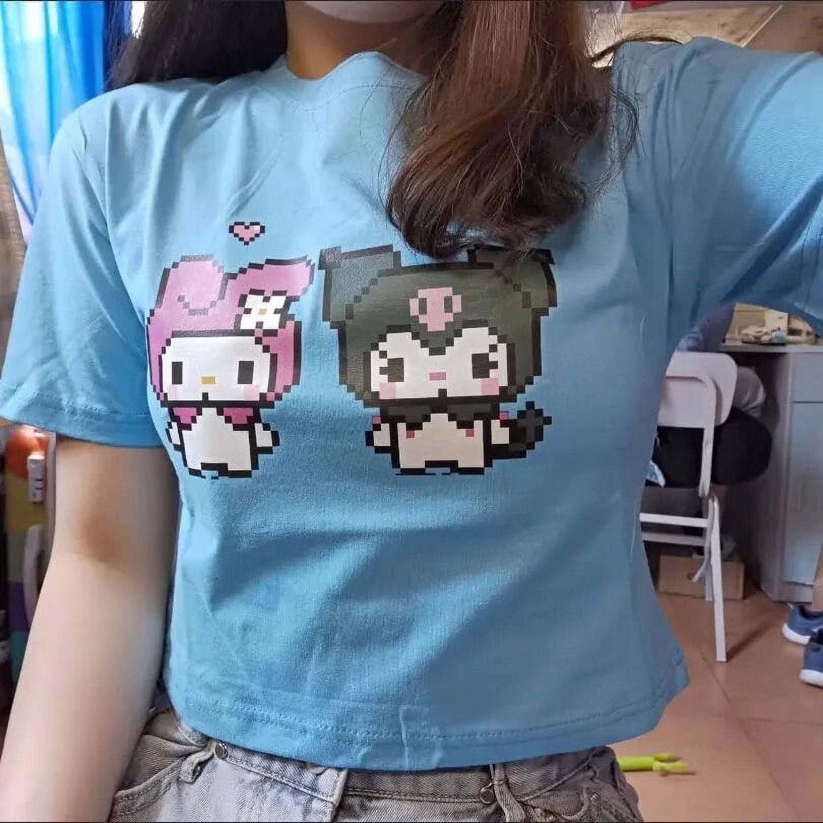 Sanrio Kuromi Sweet Spicy Sexy T Shrit Girl Exposed Navel Tee