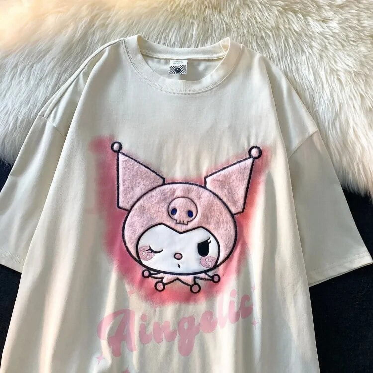 Sanrio Kuromi T-shirt Women Tops Cartoon Short Sleeve T-shirts Korean ...