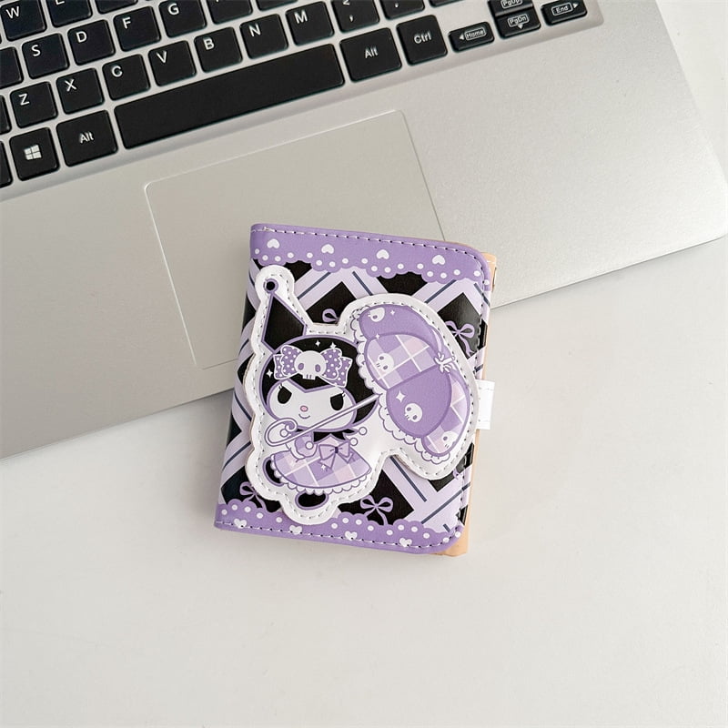 Sanrio Kuromi Wallets Kawaii My Melody Pompom Purin Pochacco Anime PU ...