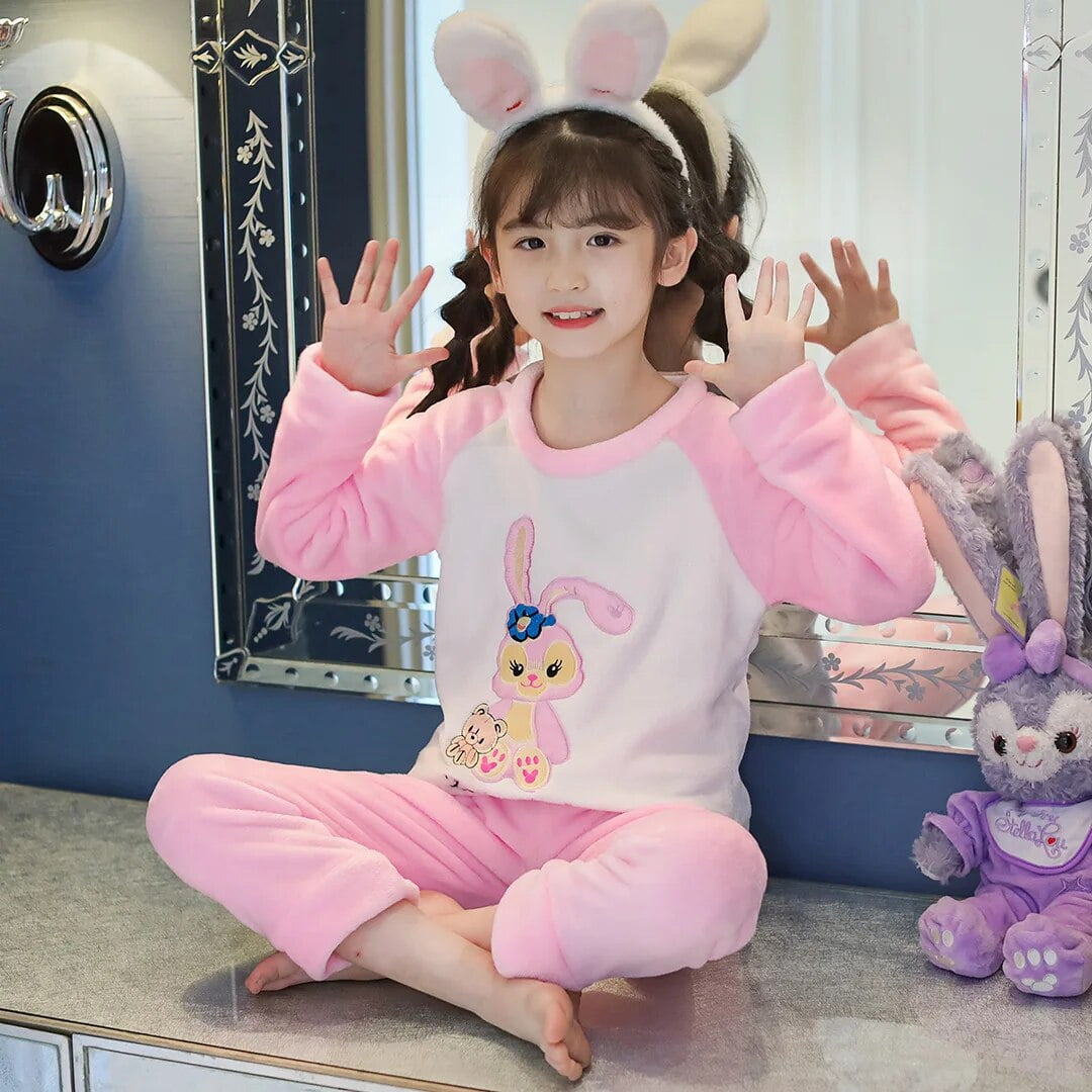 Sanrio Kuromi Winter Plush Pajamas Set Warm Coral Velvet Pajamas For