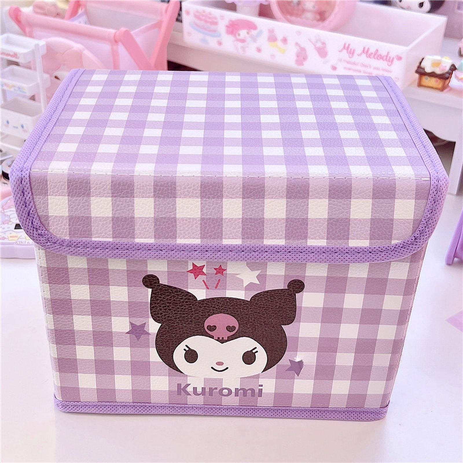 Sanrio Lattice Desktop Flip Storage Box Kuromi My Melody Hello Kitty Cinnamoroll Desk Organizer ...