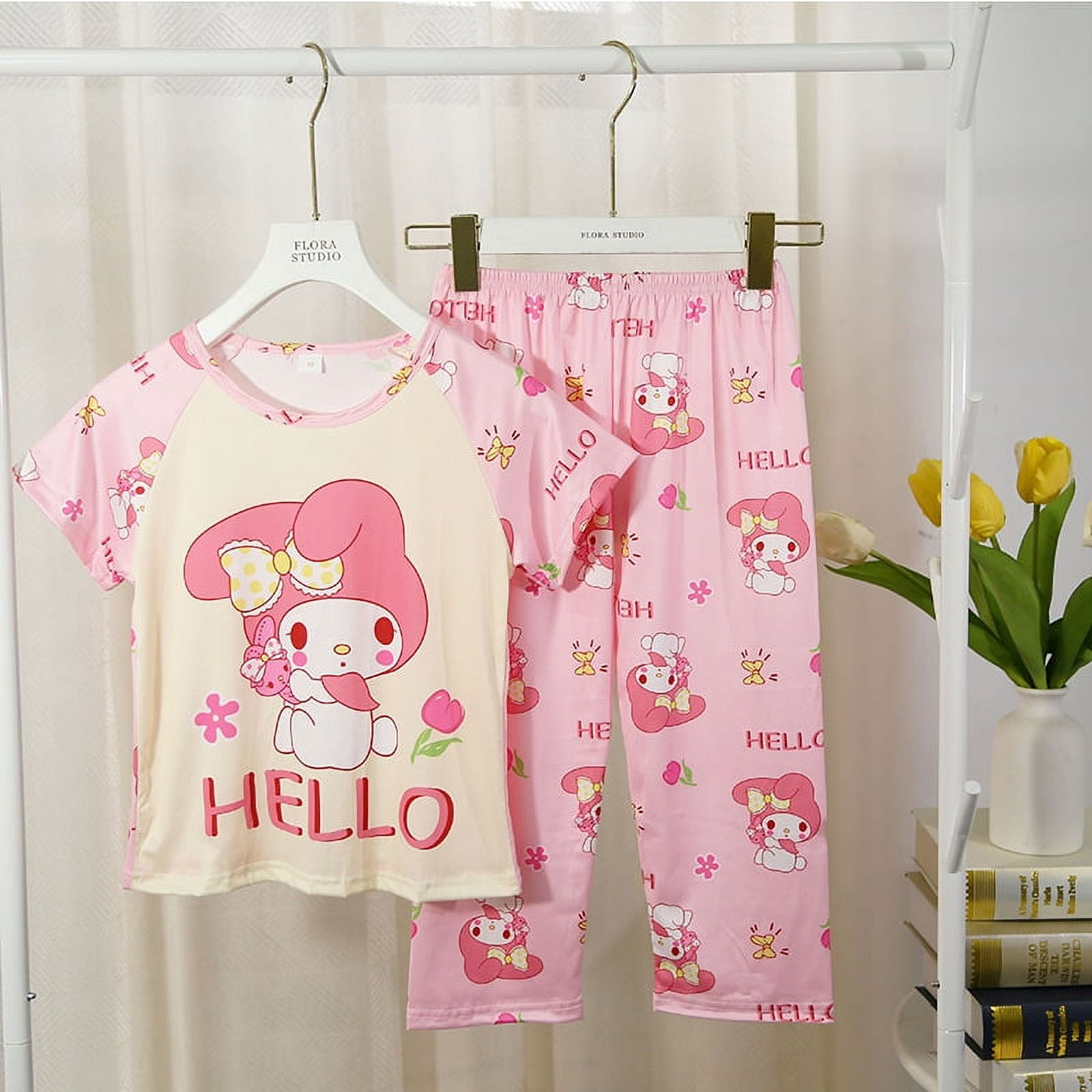 Sanrio Melody Cinnamoroll Pajamas Girls Summer Short Sleeve Trousers ...
