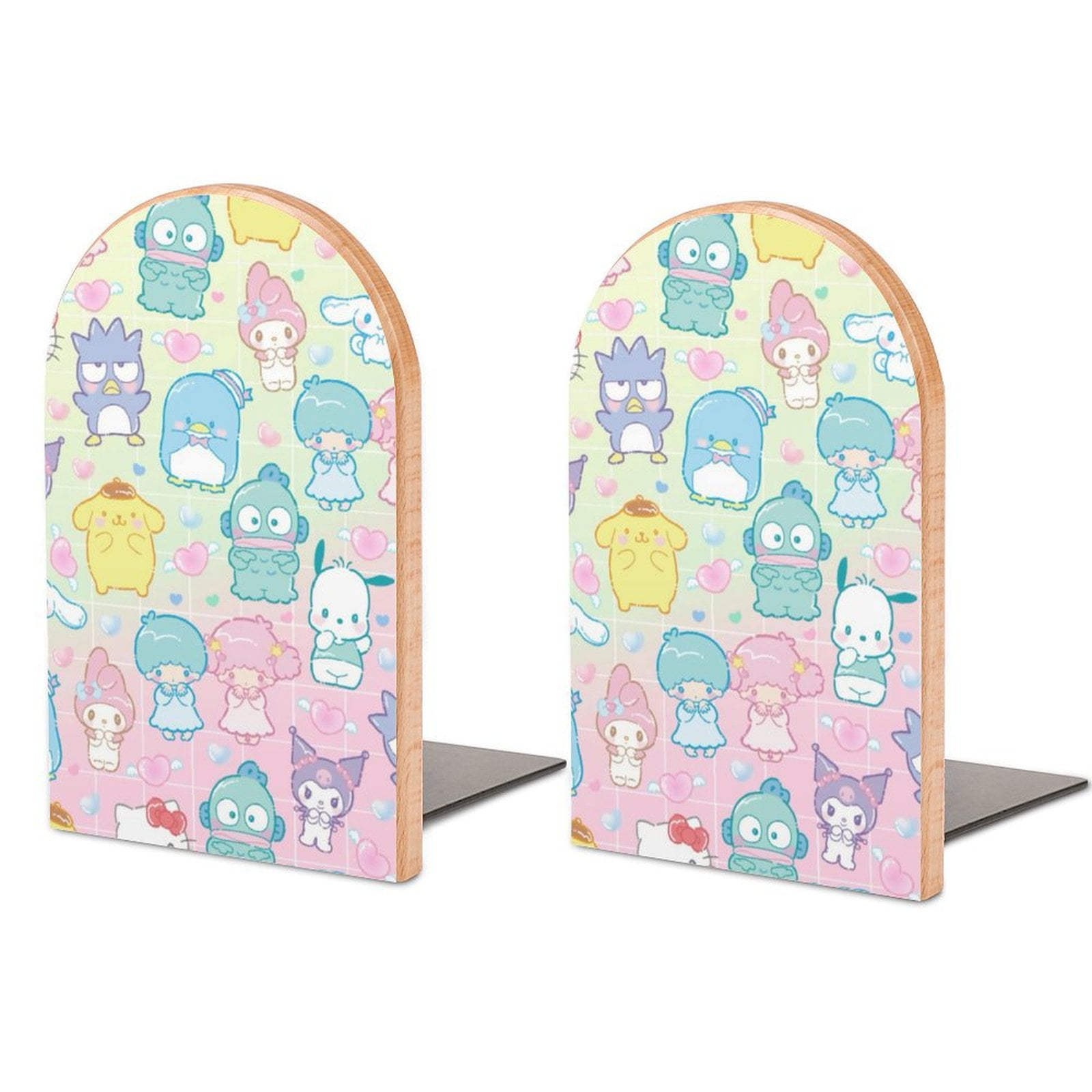Sanrio Melody Friends 2PCS Wood Bookends for Shelves, Non-Slip Book ...
