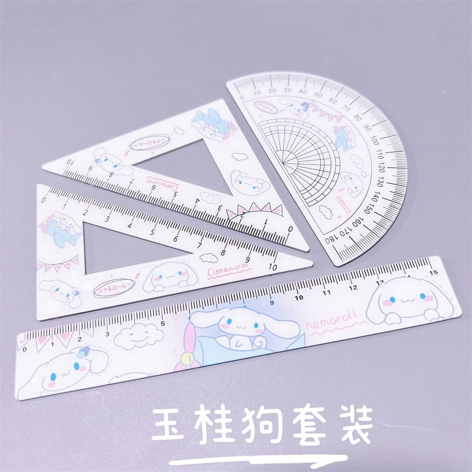 Sanrio Melody Kuromi Acrylic Student Measuring Ruler Set Cinnamoroll ...